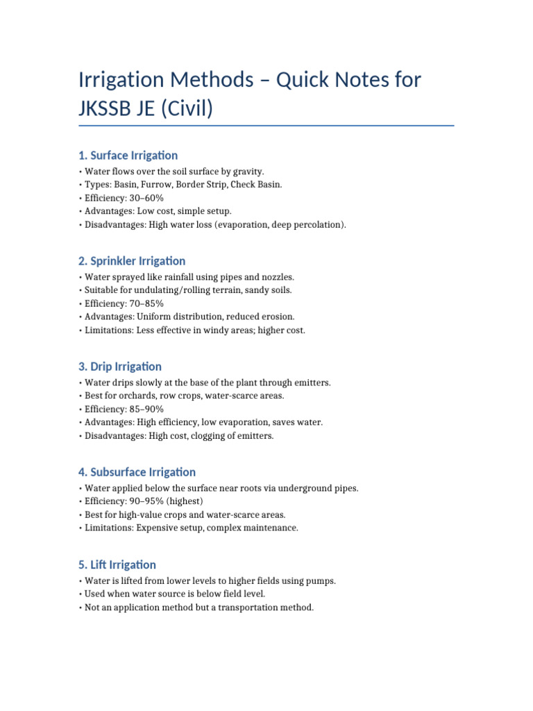 Irrigation Methods for Civil Engineers | PDF