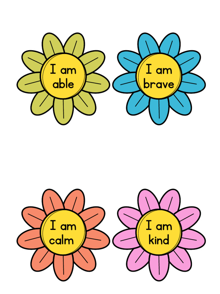Flower Positive Affirmations Flashcards in Colorful Illustrative Style ...
