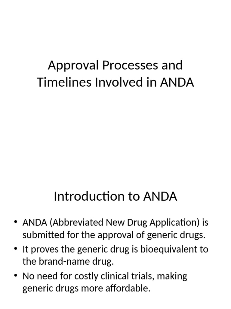 ANDA Approval Process | PDF | Generic Drug | Food And Drug Administration