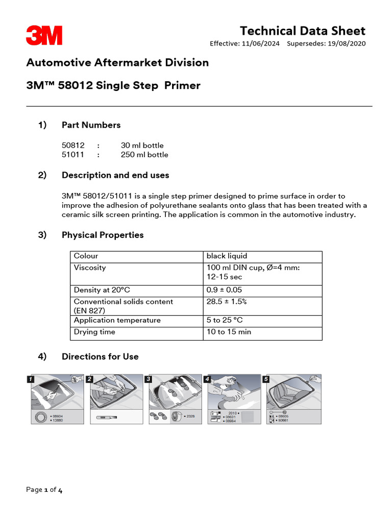 3M 58012 Single Step Primer Overview | PDF | Glasses | Adhesive