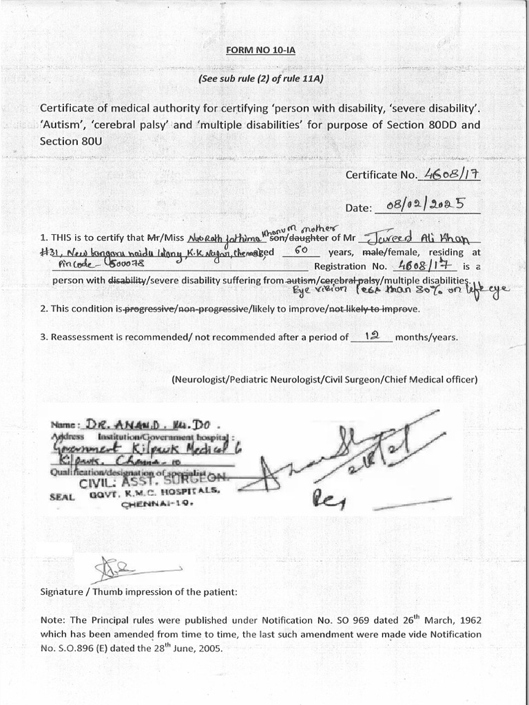 Form 10 IA (Mother) | PDF