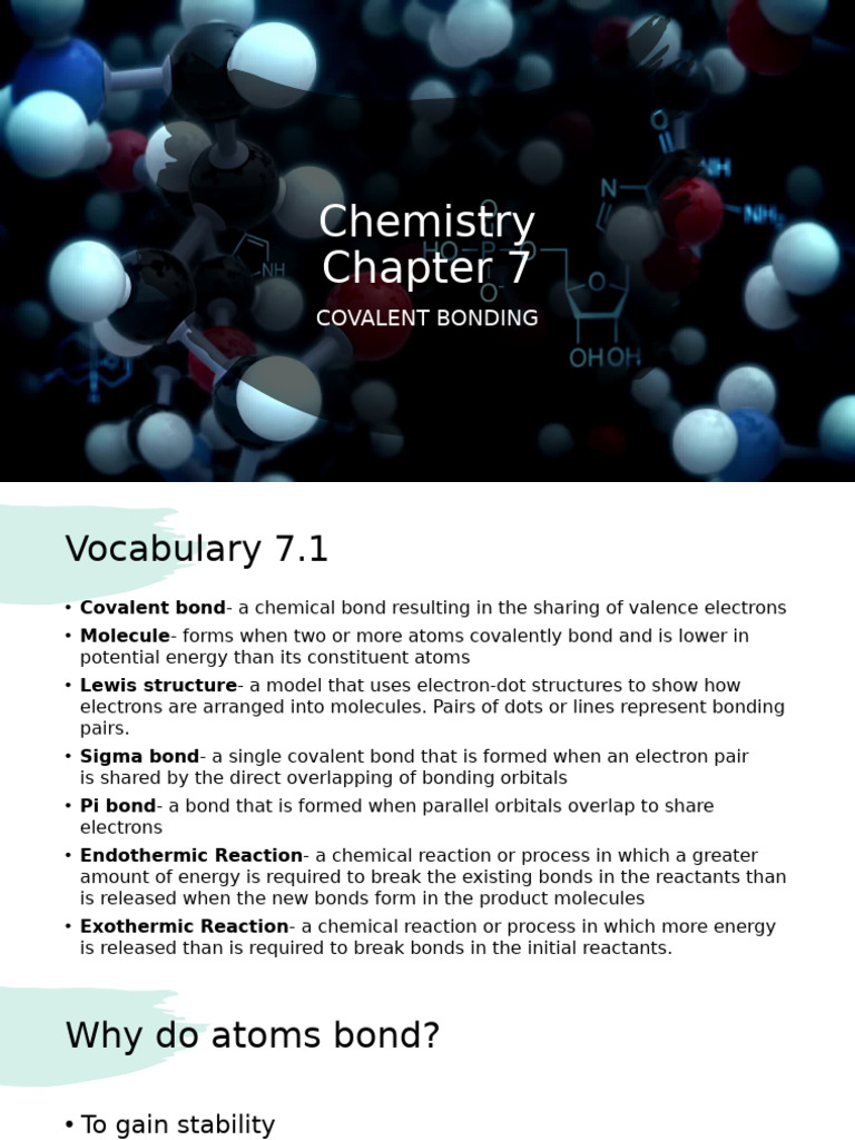 Chemistry Chapter 7 Powerpoint | PDF | Chemical Bond | Covalent Bond