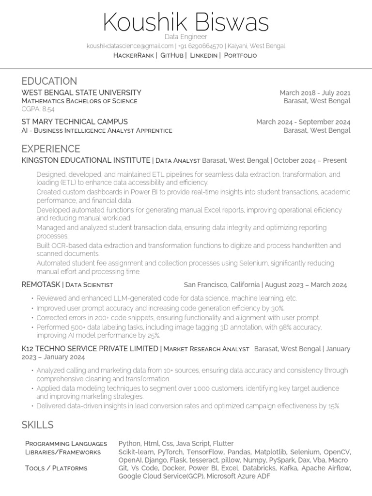 Koushik's Resume-Hackerresume | PDF | Analytics | Data