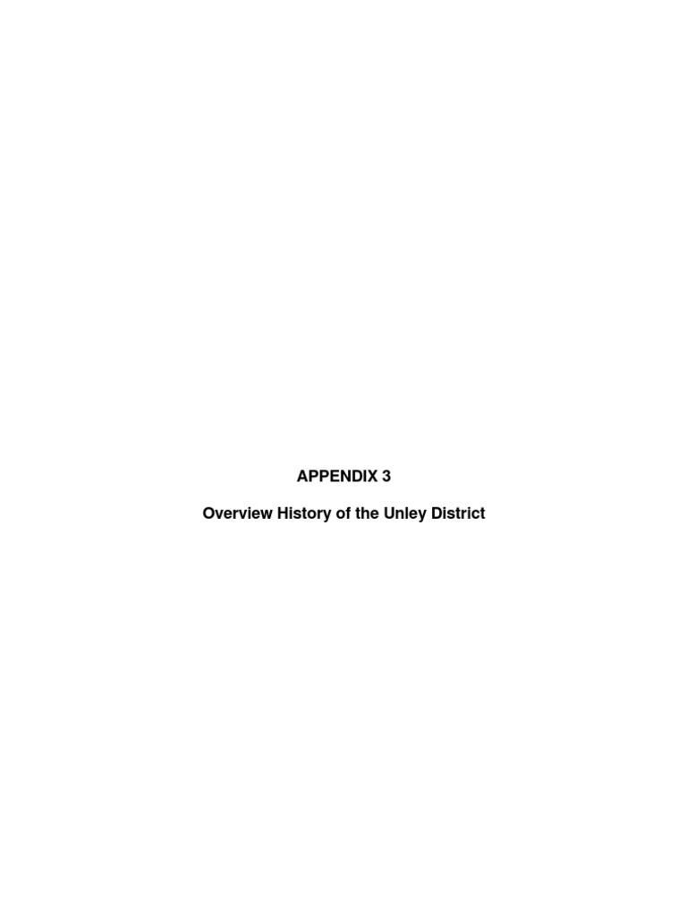 VL DN DPA 1 - Appendix 3 - Overview History of The Unley District | PDF ...