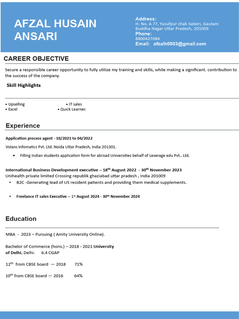 Career Objective and Experience Summary | PDF