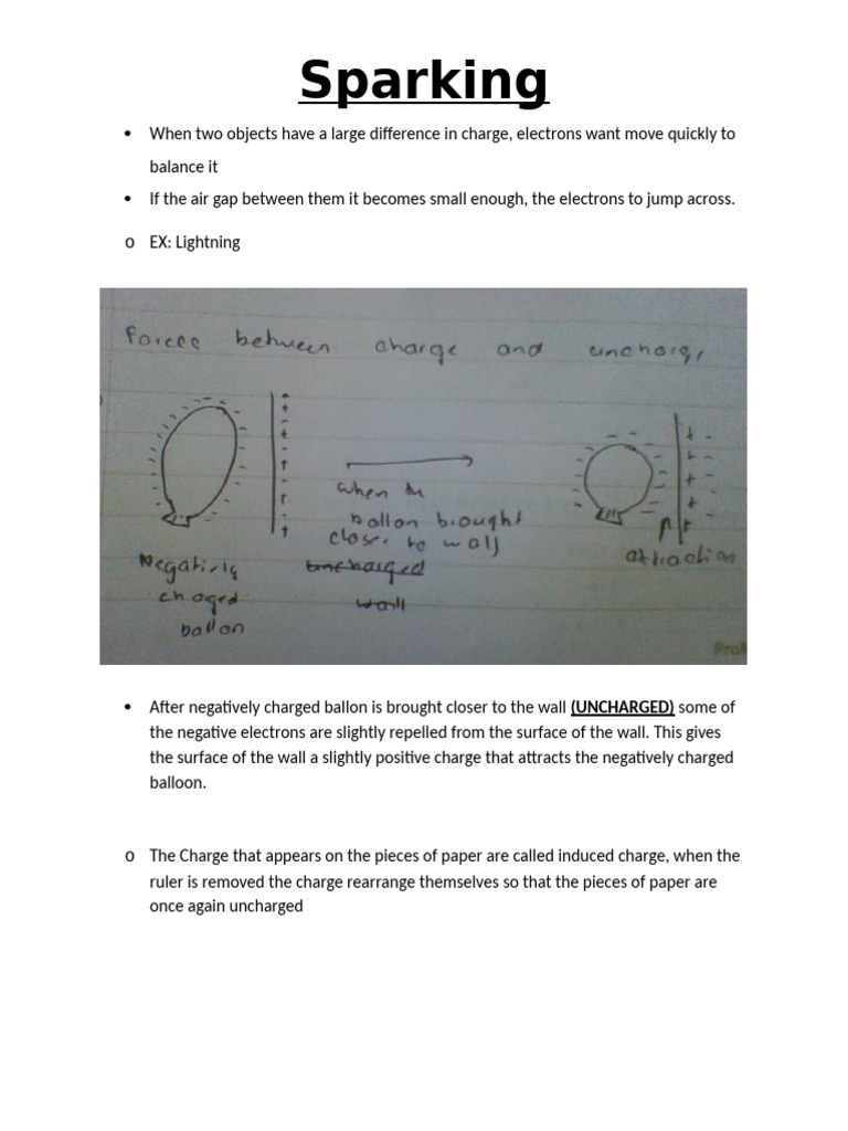 Static Elctricity - SPARKING (Physics) | PDF