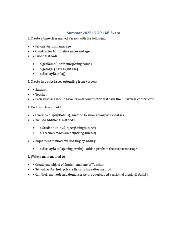 Oop Mid Lab Exam | PDF