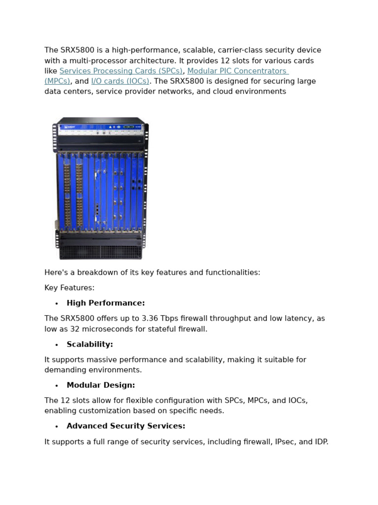 The SRX5800 is A | PDF