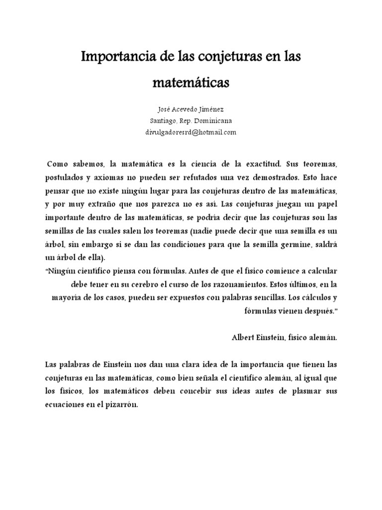 Conjeturas Matemáticas | PDF | Número primo | Teoría de los números