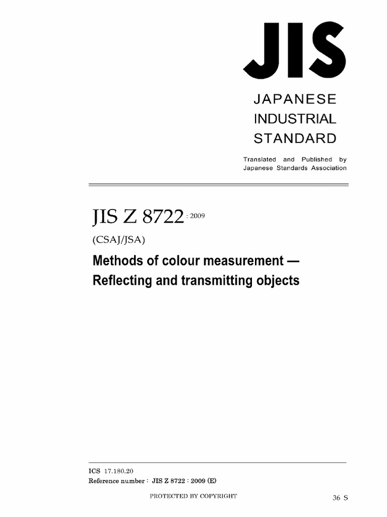 JIS Z 8722: Colour Measurement Methods | PDF | Visual Perception ...