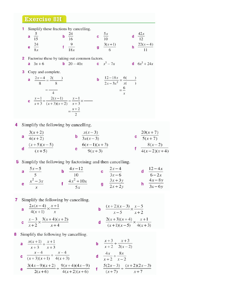 Multiplying and Dividing Algebraic Fractions Exercise for Print.pptx | PDF