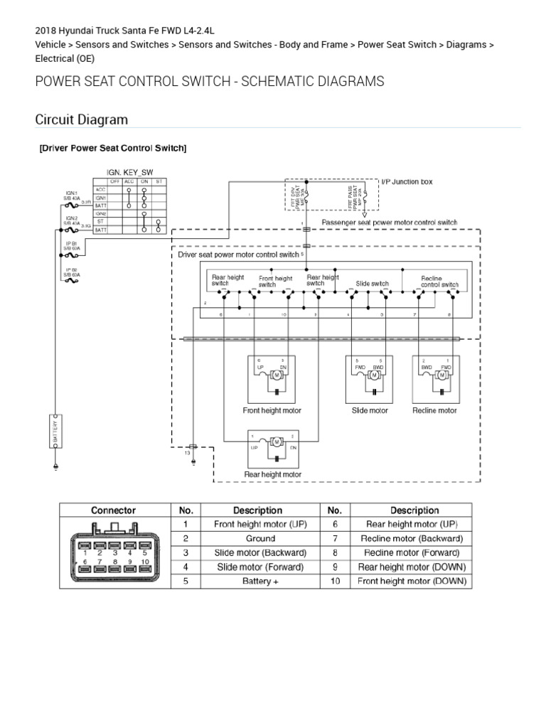 Power Seat Control Switch Diagram | PDF