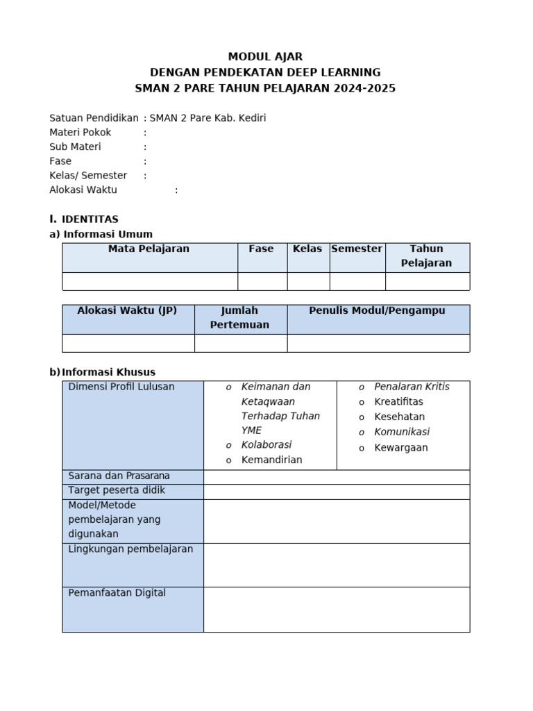Modul Ajar Deep Learning SMAN 2 Pare | PDF