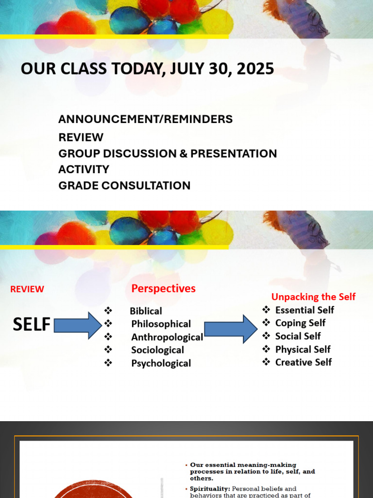 MW Lesson 6. Spiritual Self (Essential Self) First Sem 2025 | PDF | Spirituality | Self