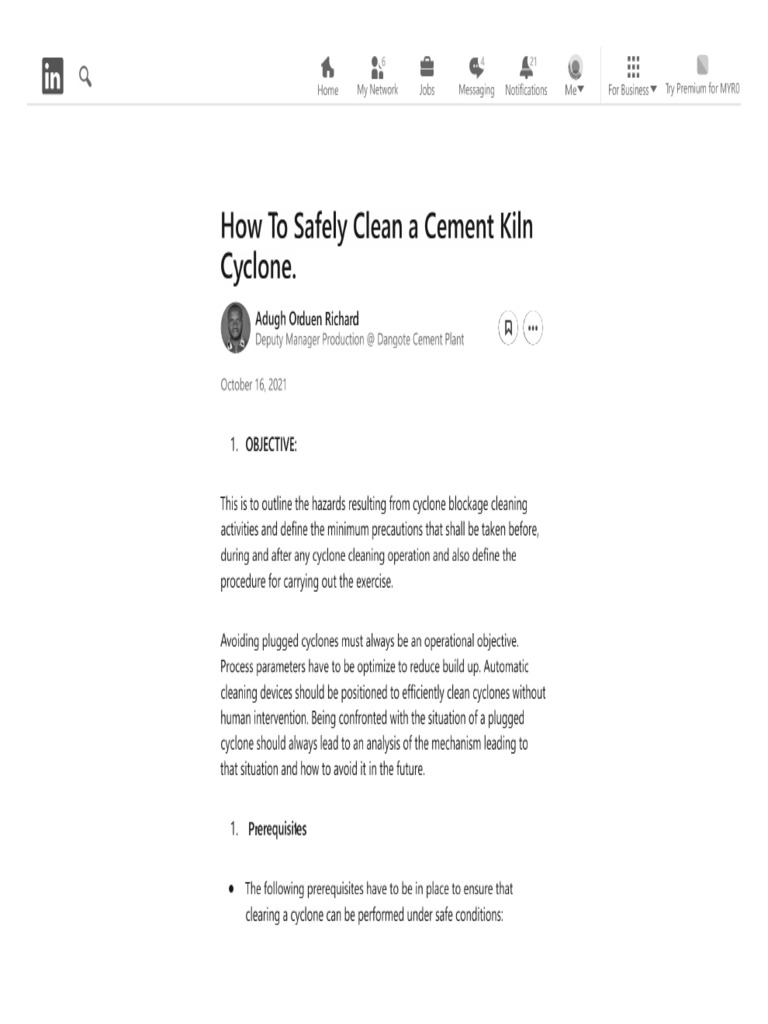 How To Safely Clean A Cement Kiln Cyclone | PDF