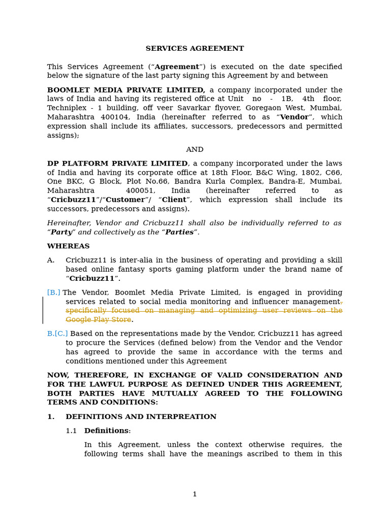 Services Agreement (3) | PDF | Indemnity | Legal Remedy