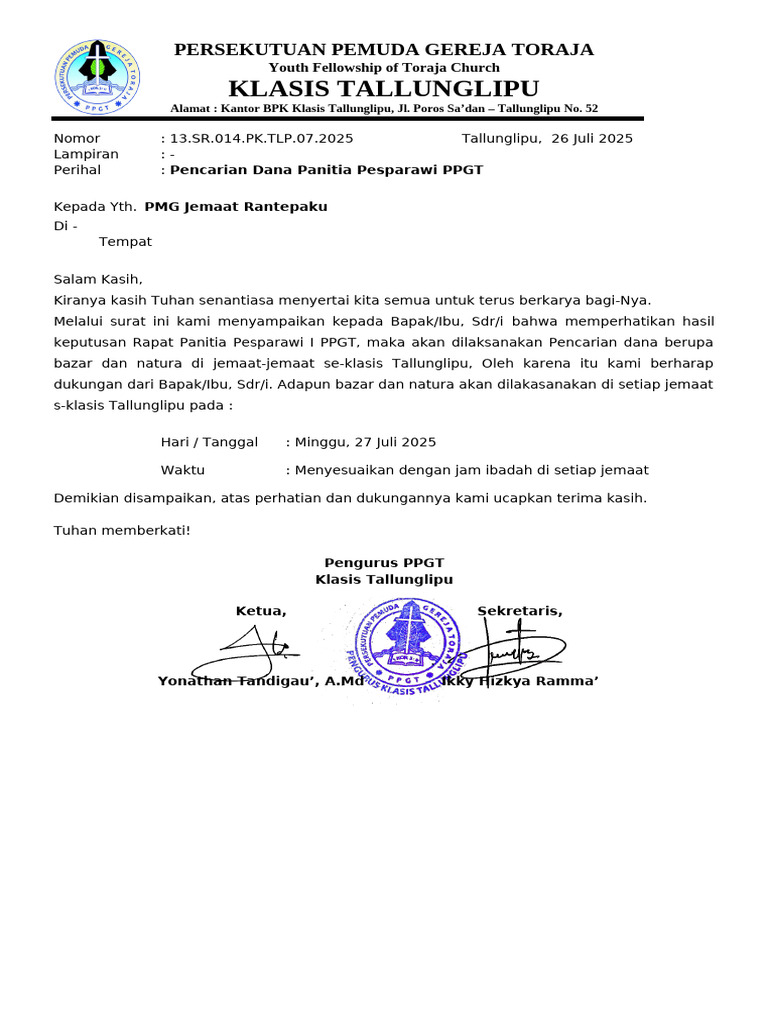 Pemberitahuan PMG Rantepaku | PDF