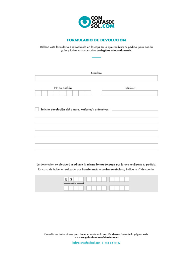 Formulario Devolucion Es | PDF