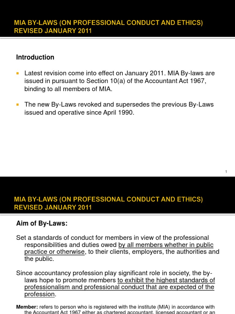 Chapter 1-Mia By-Laws On Professional Conduct and Ethics | PDF ...