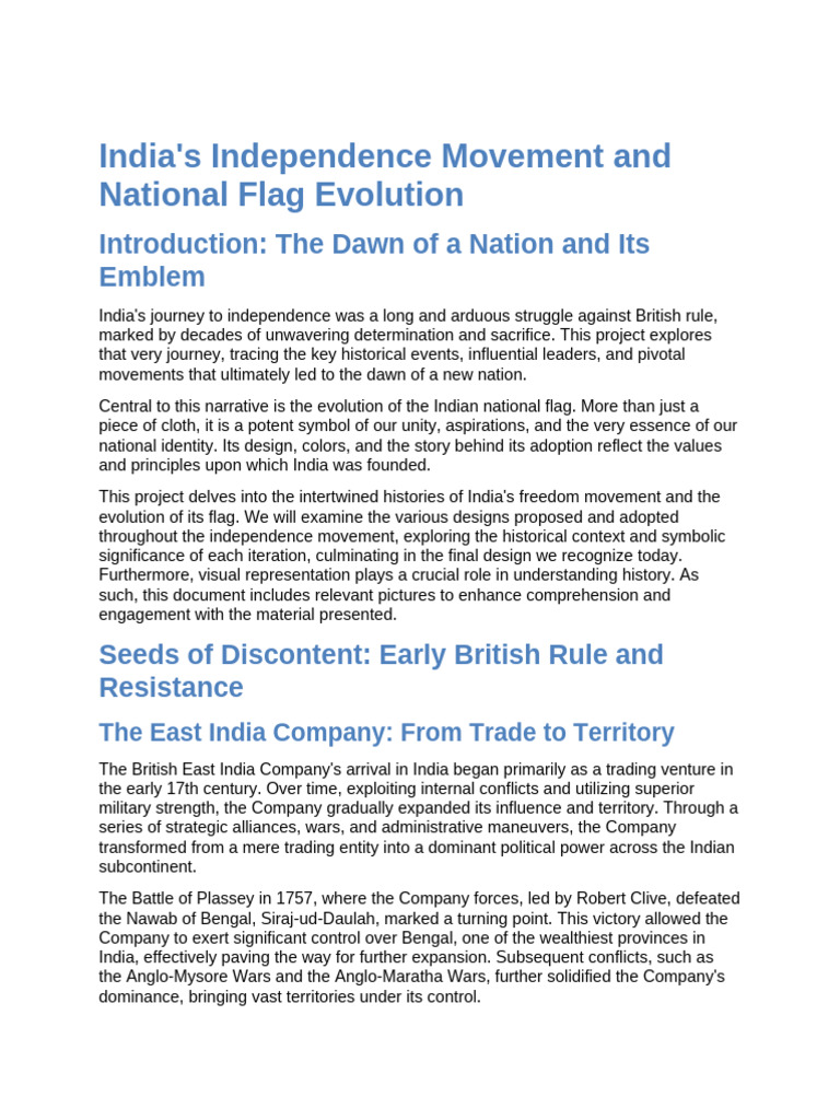 India's Flag and Freedom Struggle | PDF | Partition Of India | British Raj