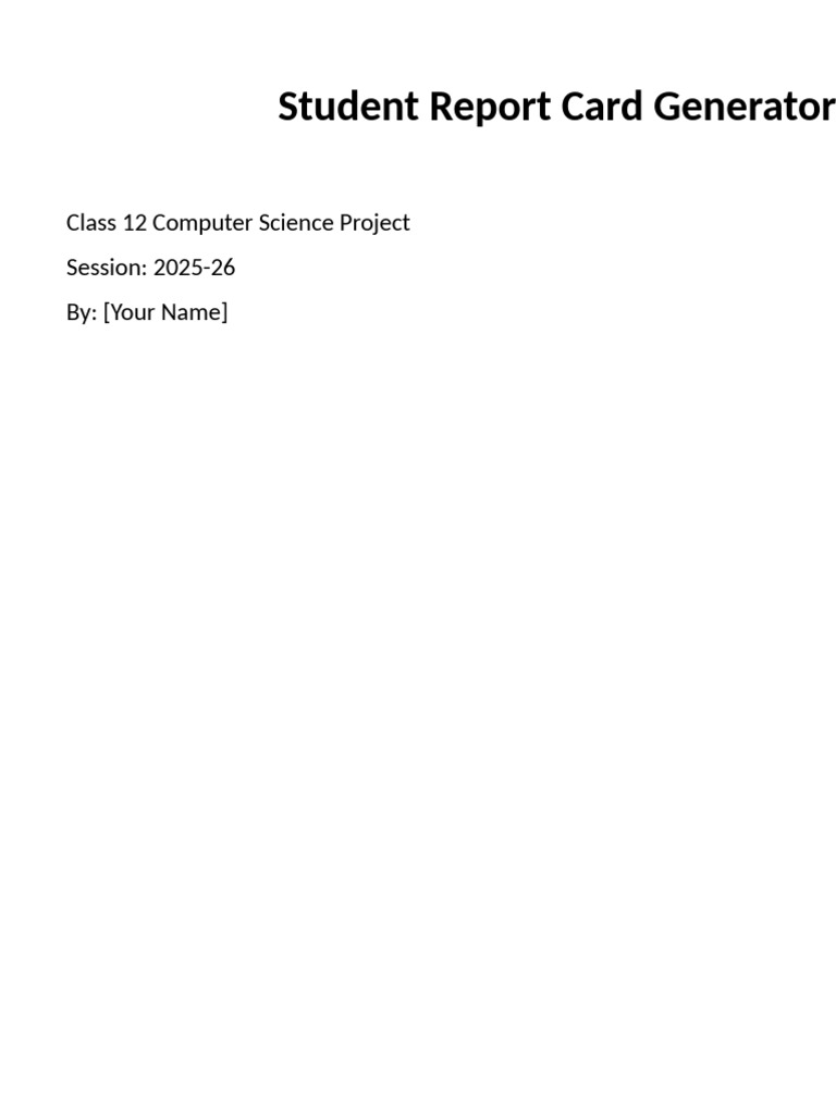 Automated Student Report Card Generator | PDF