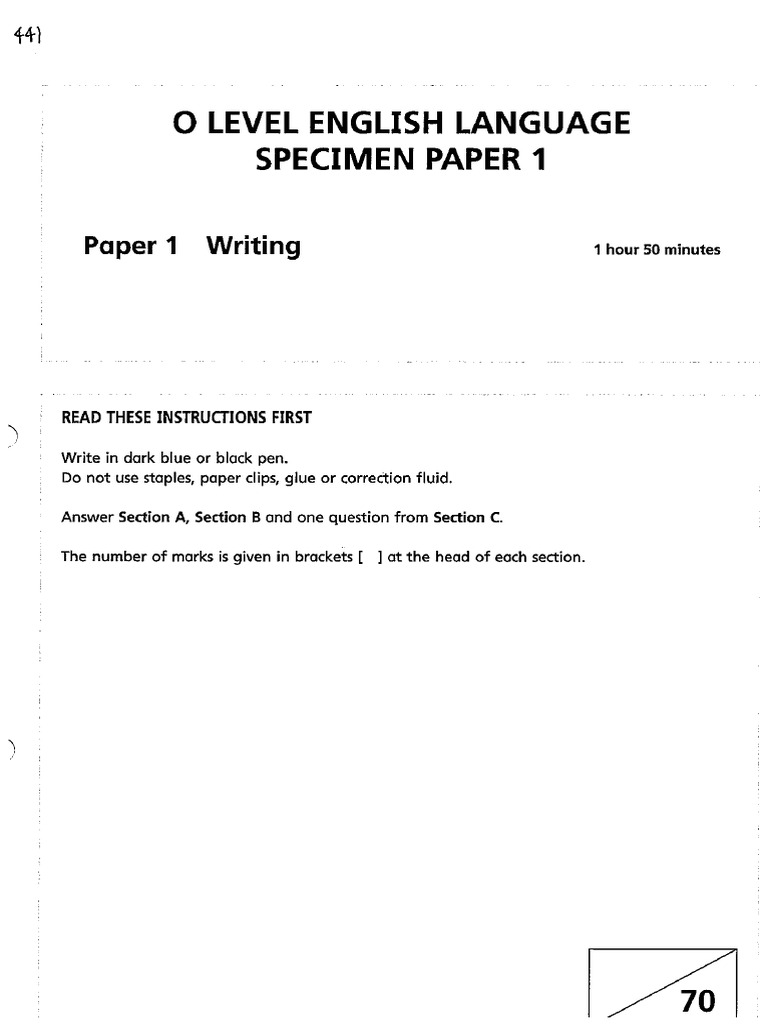 Specimen Paper 1 | PDF