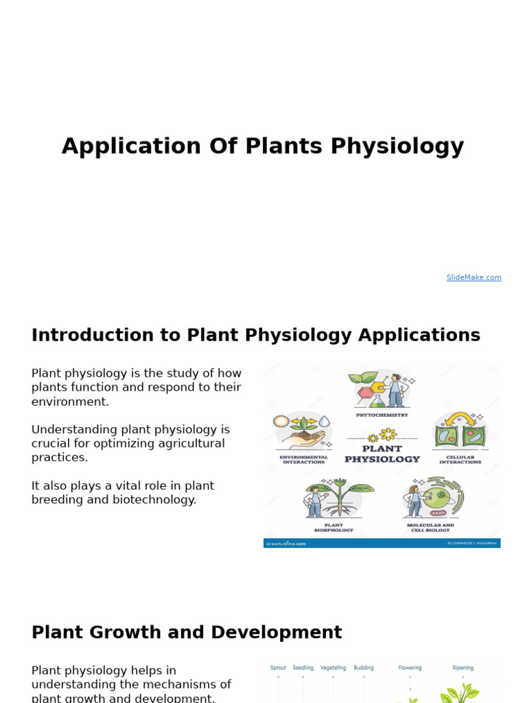 Application of Plants Physiology | PDF | Agriculture | Plant Physiology