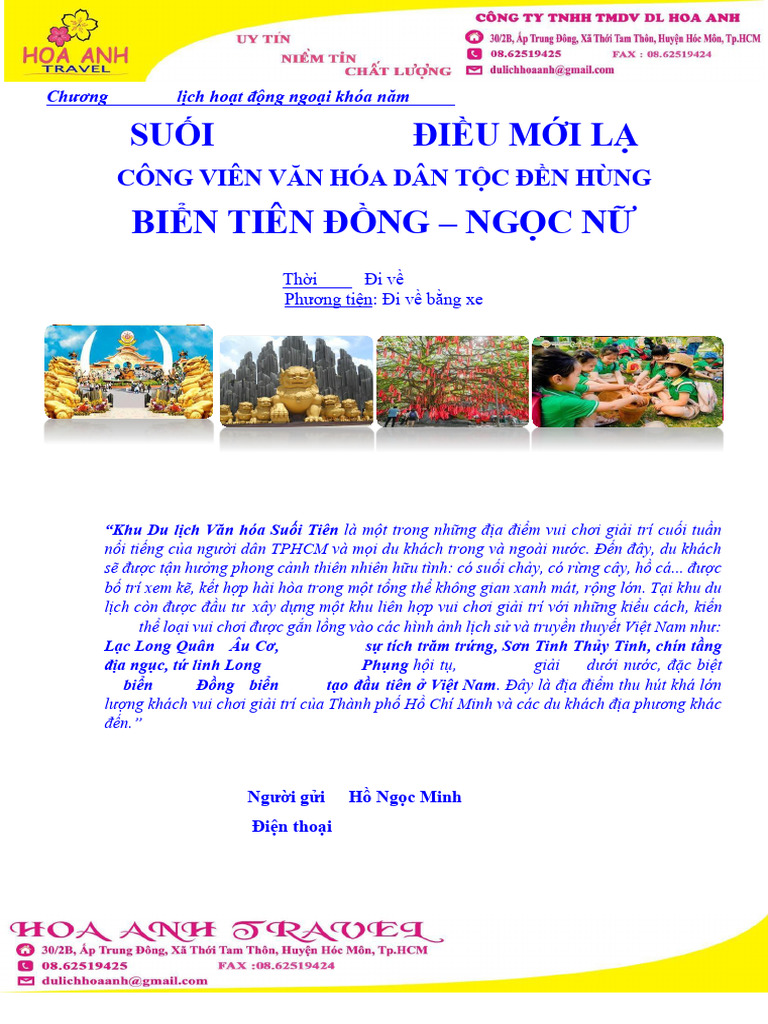 Tour Suoi Tien - Den Hung - Bien Tien Dong | PDF
