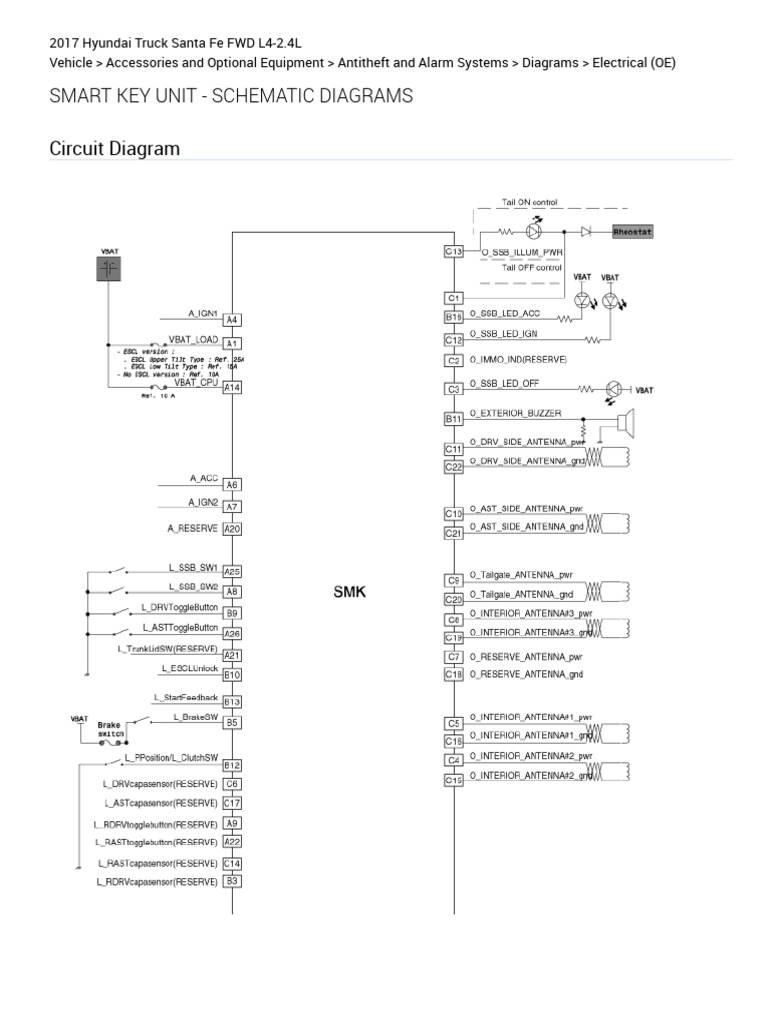 Smart Key Unit - Schematic Diagrams (Antitheft and Alarm Systems) | PDF