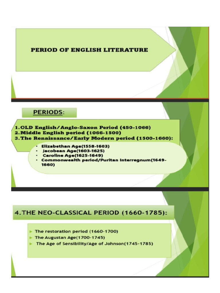 Periods of English Literature | PDF