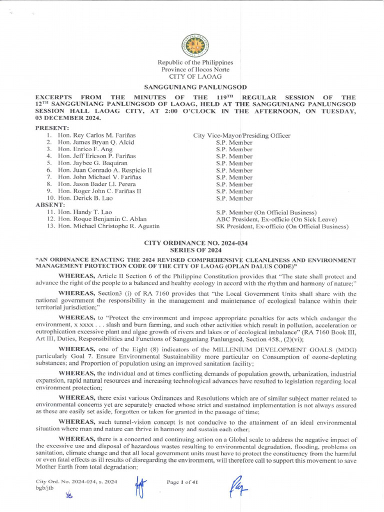 SgCO2024-034 Oplan Dalus Code of 2024 | PDF