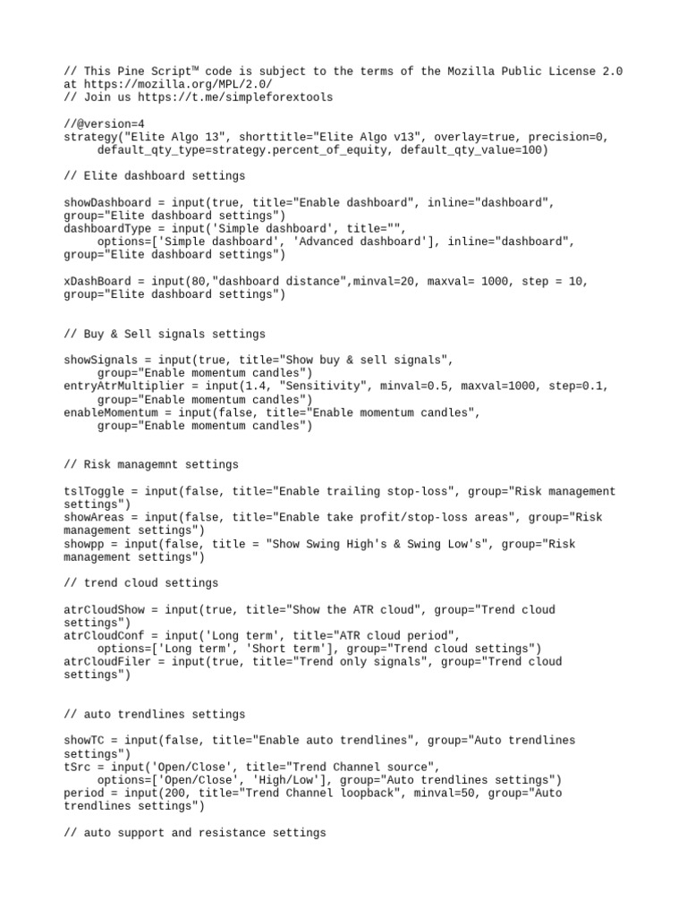 Elite Algo TradingView Script v13 | PDF