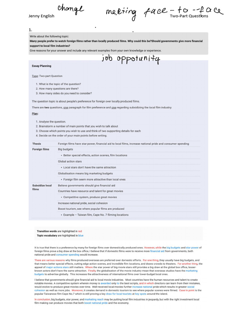 Two-Part Question - Template + Samples | PDF
