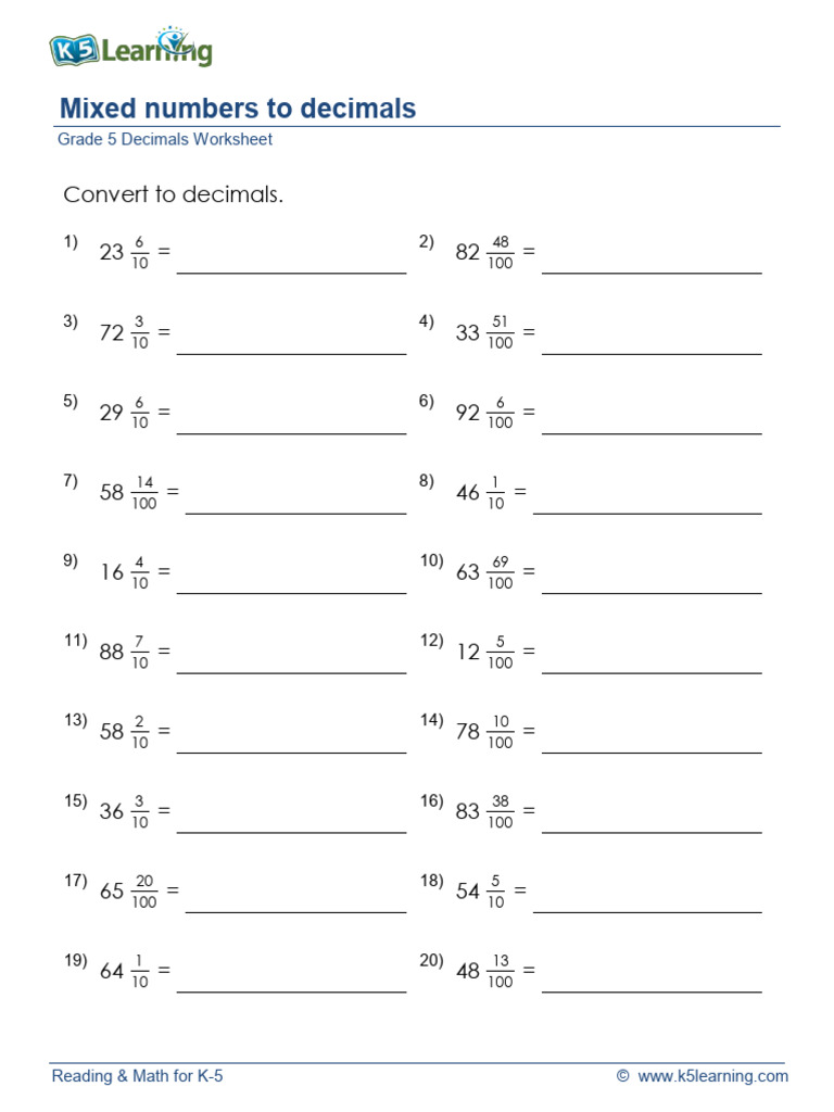 Convert Mixed Numbers to Decimals | PDF | Number Theory | Numbers