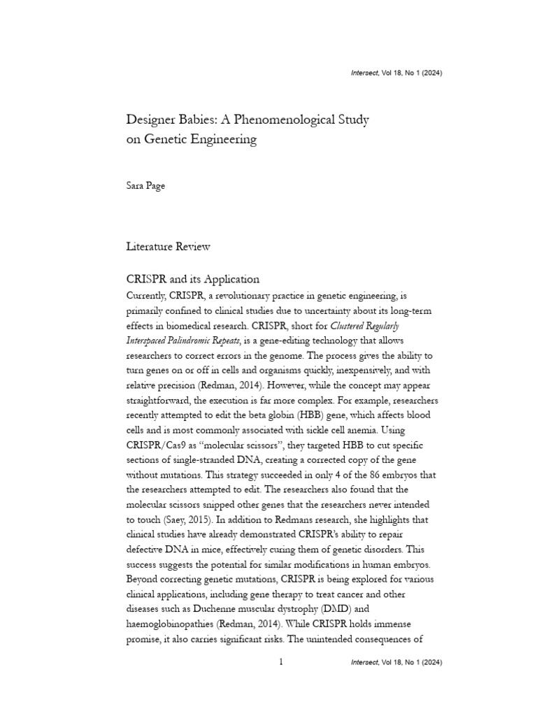 Designer Babies: Ethics of Genetic Engineering | PDF