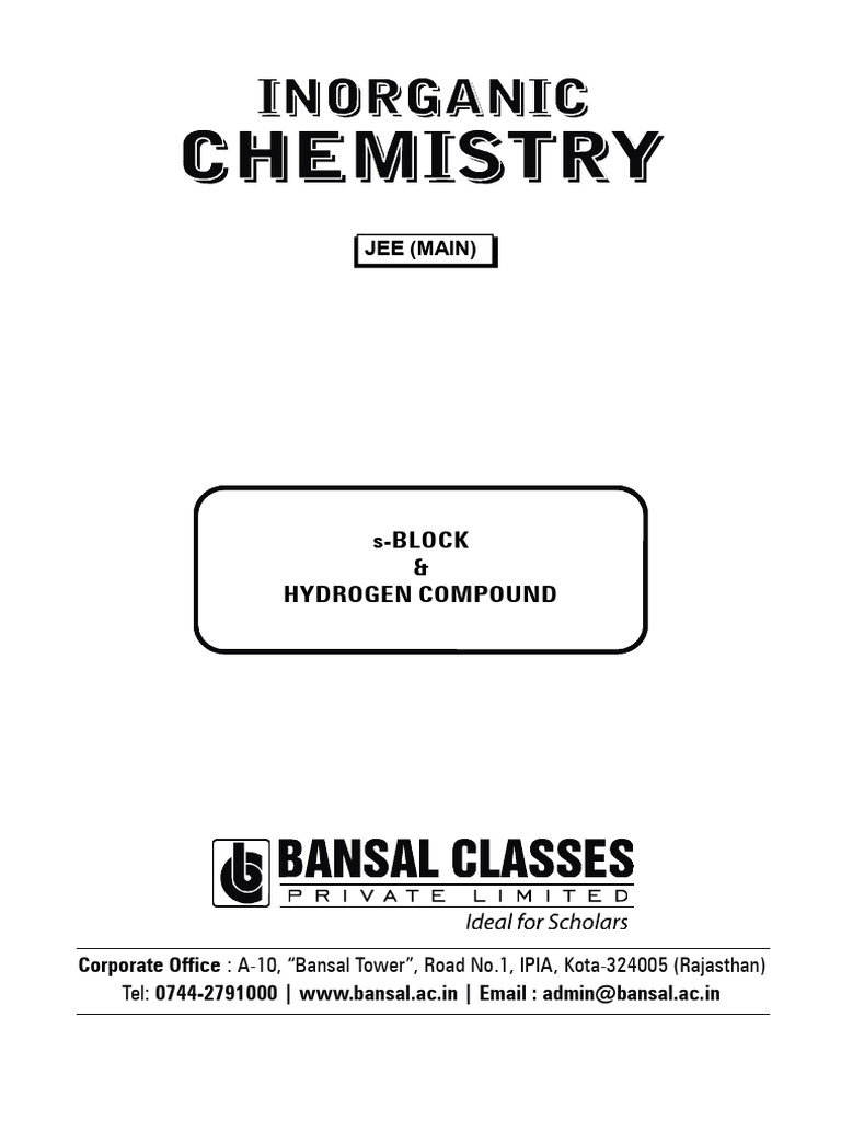 3.S-Block & Hydrogen & Its Compound | PDF | Sodium Carbonate | Sodium ...