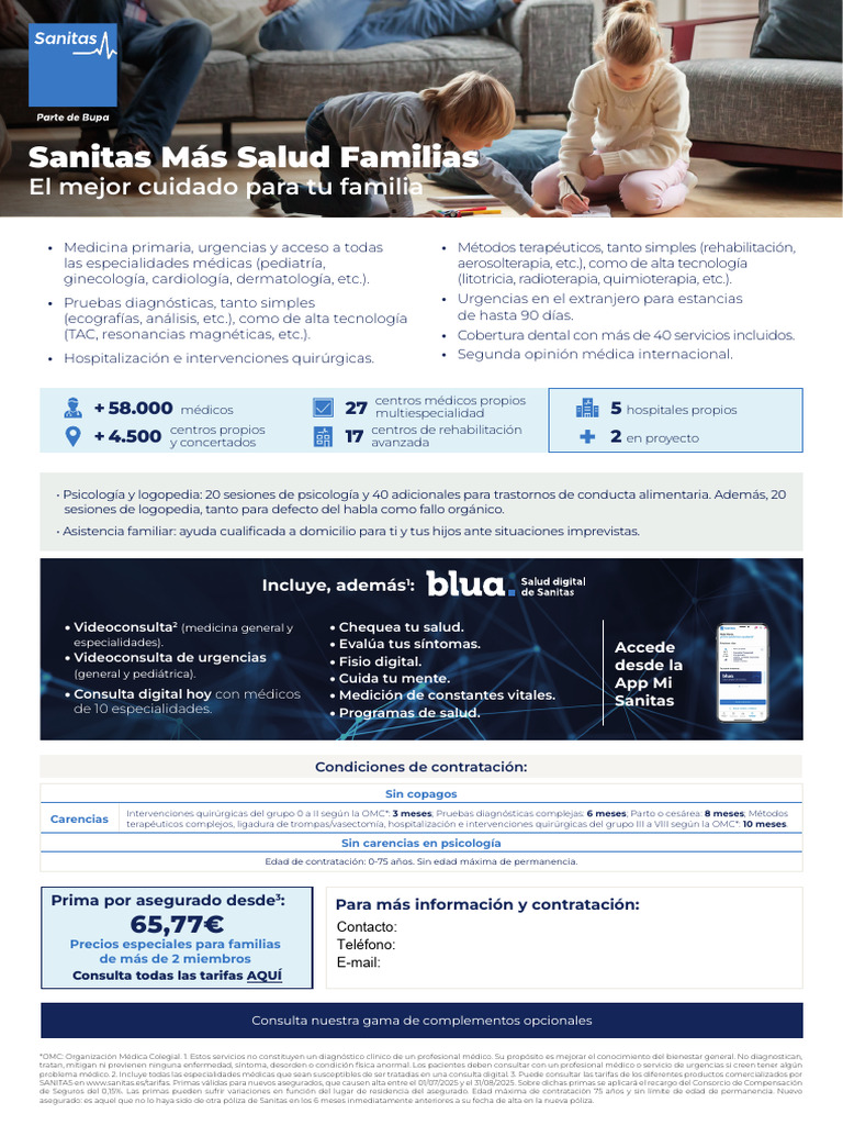 TI Sanitas Mas Salud Familias Editable | PDF | Hospital | Póliza de seguros