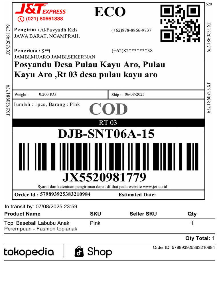 Label Usaha Pengiriman Topi Anak | PDF