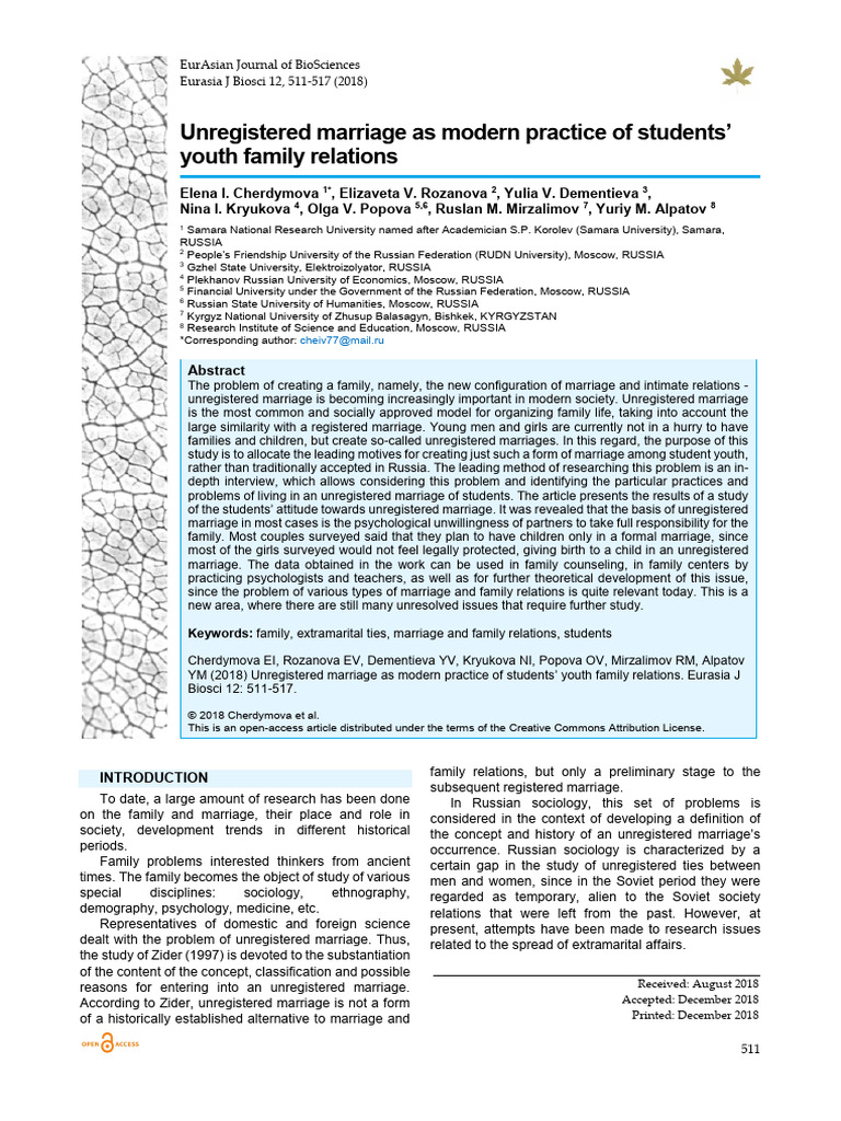 Unregistered Marriage As Modern Practice of Students Youth Family ...