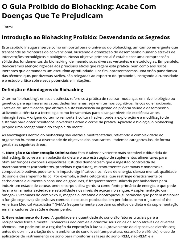 O Guia Proibido Do Biohacking | PDF | Dormir | Autofagia
