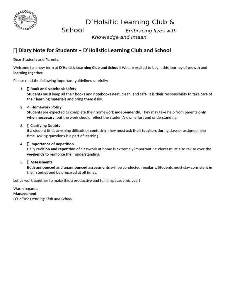 ? Diary Note For Students | PDF