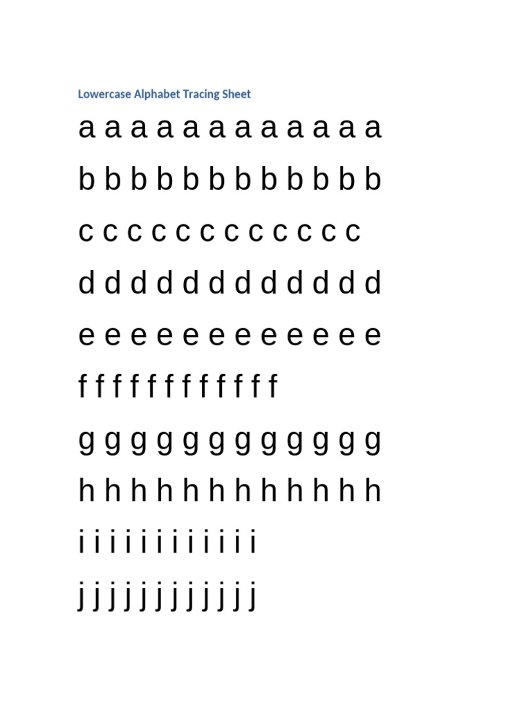 Lowercase Tracing Sample | PDF