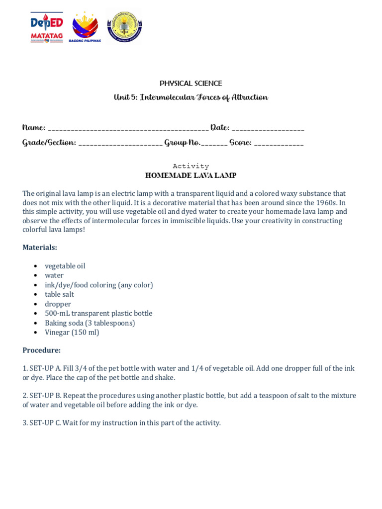 Physical Science Unit 5 Imfa | PDF