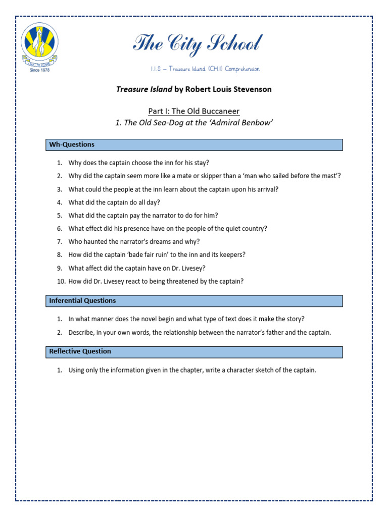 1.1.8 - Treasure Island (CH.1) Comprehension | PDF
