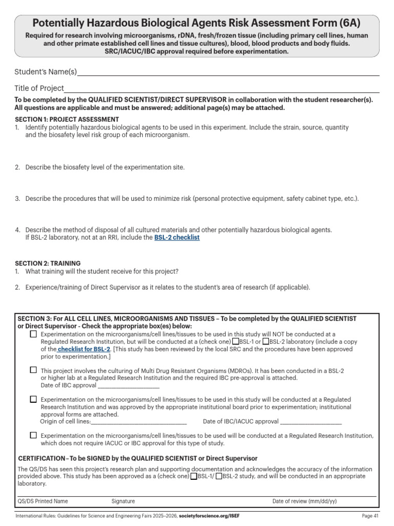 Guidelines for Science Fair Risk Assessment | PDF | Biology | Safety
