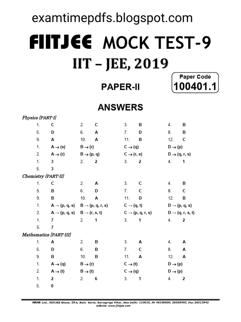 Mock Test 9 Paper 2 BTK A | PDF | Rotation | Acid