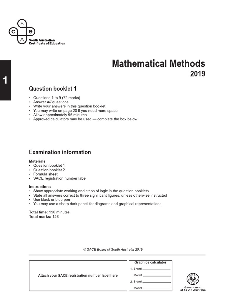 SACE Mathematical Methods Exam Guide | PDF | Probability Distribution ...