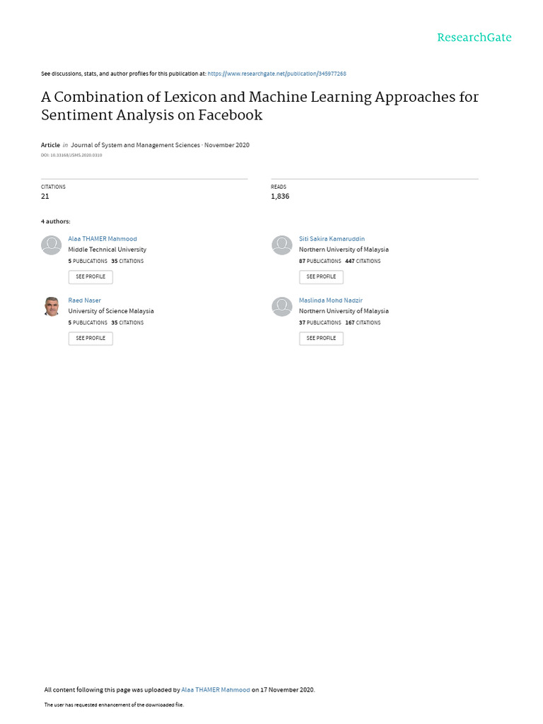 A Combination of Lexicon and Machine Learning Approaches For Sentiment ...