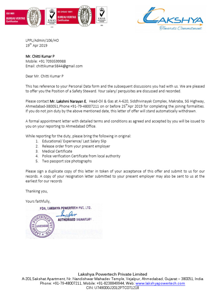 Offer Letter 3 | PDF