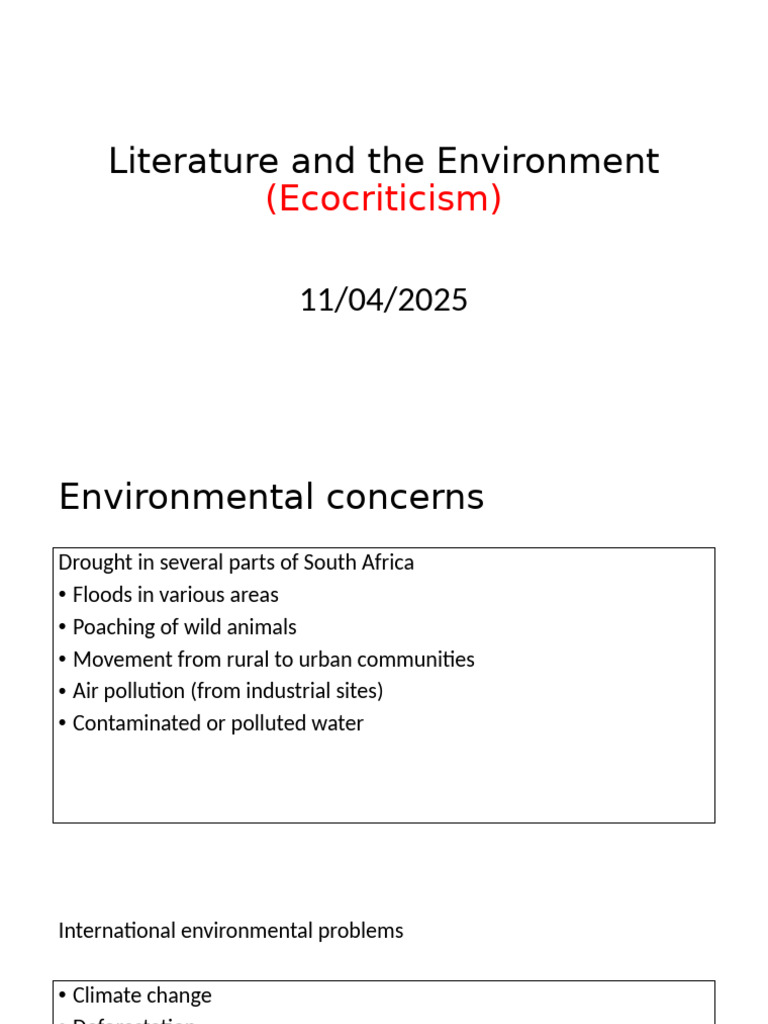 MFSPEA3 2022 Session 7 Literature and The Environment Week 7 | PDF ...